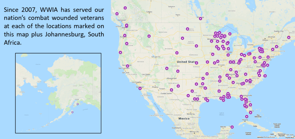 Wounded Warriors in Action Foundation A map showing the locations of ...